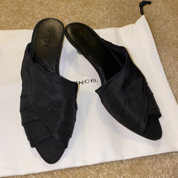 Vince | Shoes | Vince Zoey Peep Toe Crossover Kitten Heel Black | Poshmark